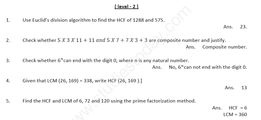 CBSE Class 10 Mathematics Real Numbers Assignment Set G